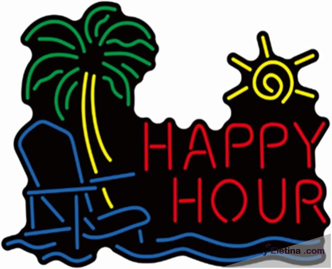 Neon Signs for Wall Decor " Vivid Happy Hour Palm Tree Beach Sunshine ...