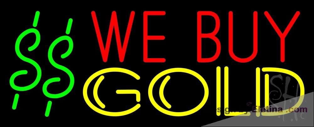 Neon Signs for Wall Decor We Buy Gold Dollar Logo Sign Neon Led Tubing ...