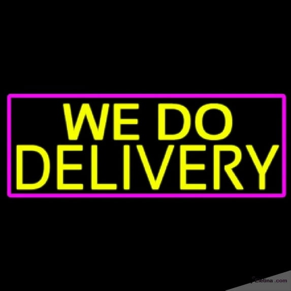 Neon Signs for Wall Decor We Do Delivery With Pink Border Handmade Art ...