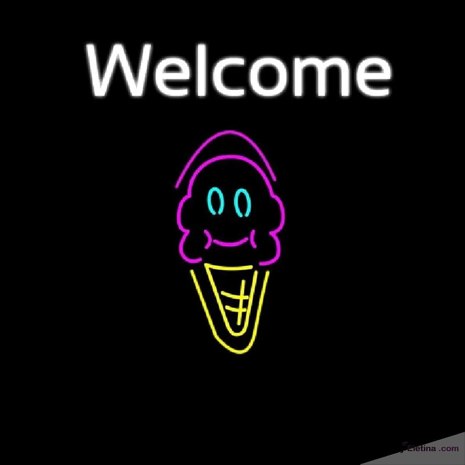 Neon Signs for Wall Decor Welcome Ice Cream Cone And Smiling Face ...