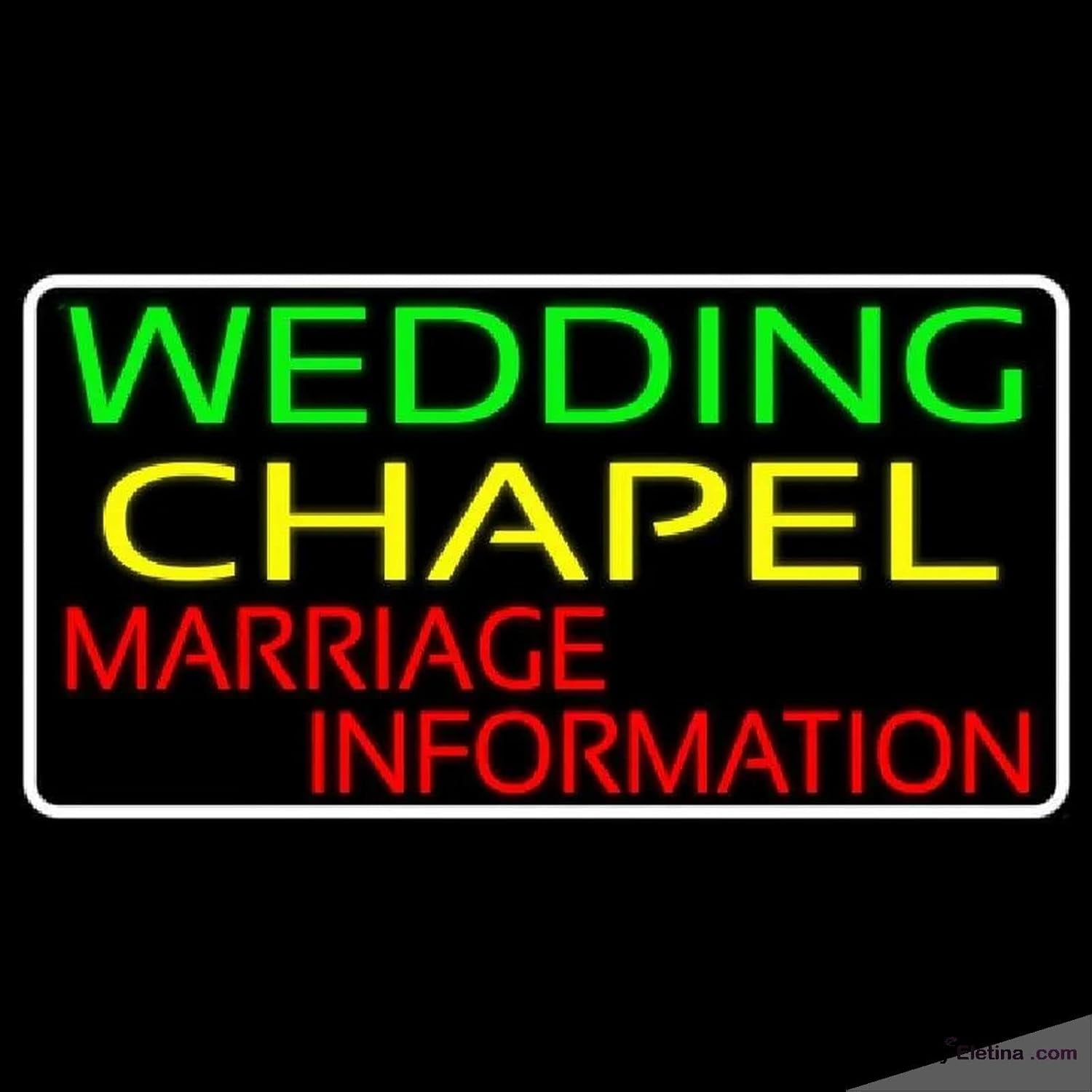 Neon Signs for Wall Decor White Border Wedding Chapel Marriage In ...