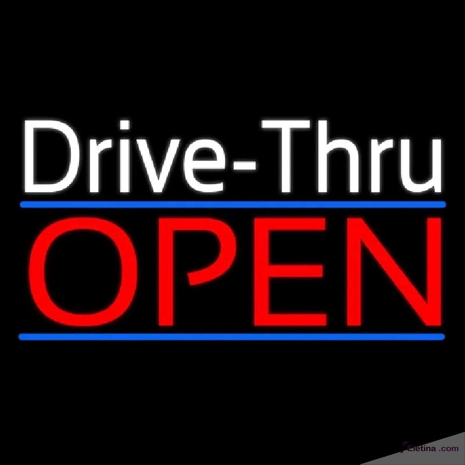 Neon Signs for Wall Decor White Drive Thru Red Open Handmade Art Sign ...