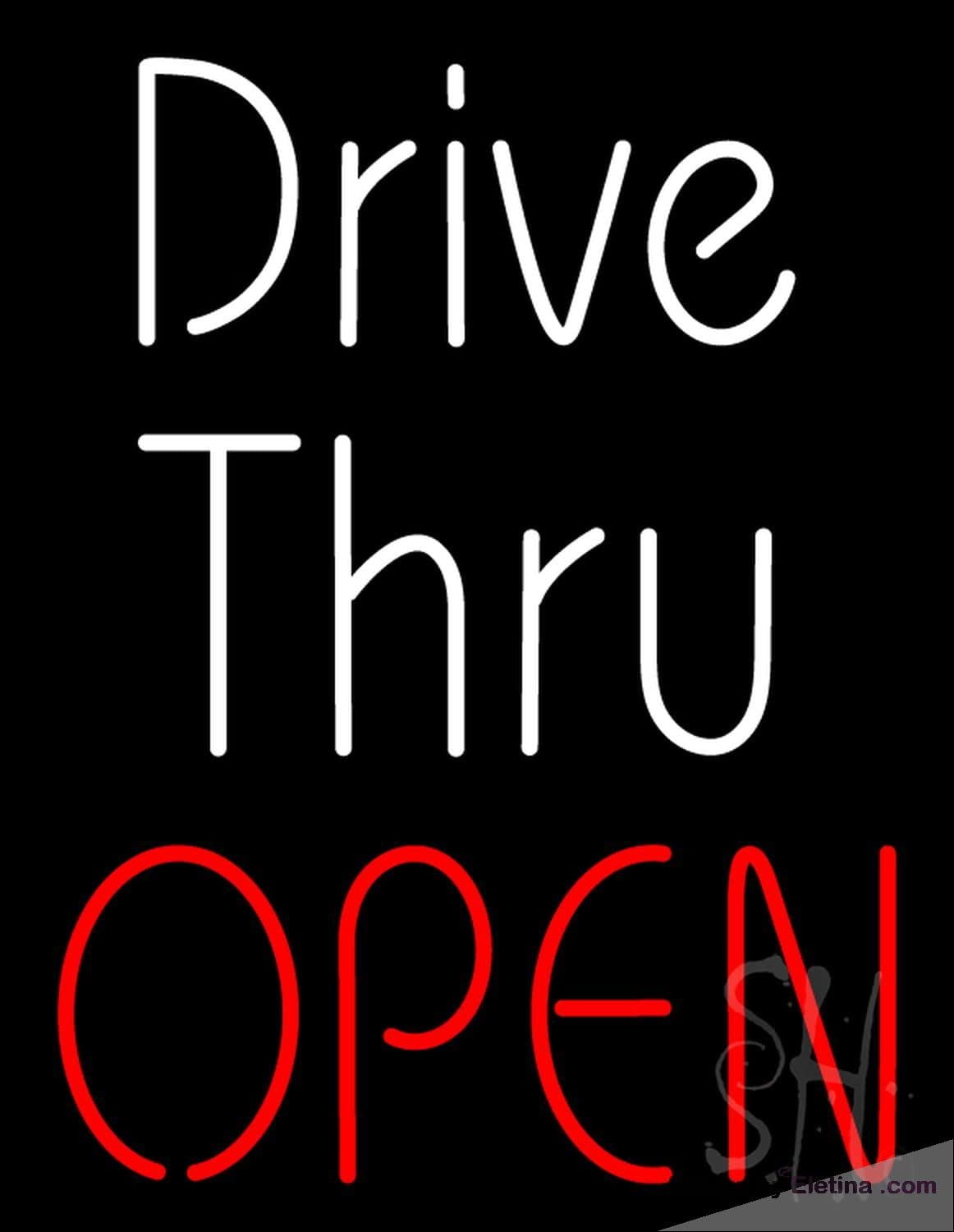 Neon Signs for Wall Decor White Drive Thru Red Open Sign Neon Led ...