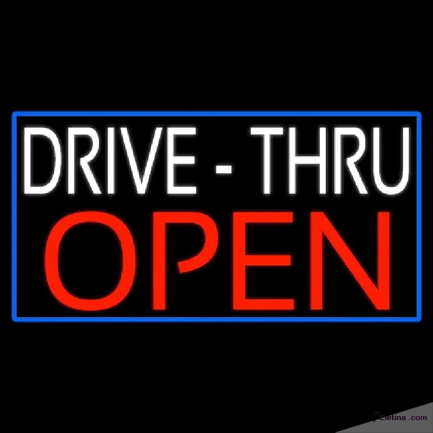 Neon Signs for Wall Decor White Drive Thru Red Open With Blue Border ...