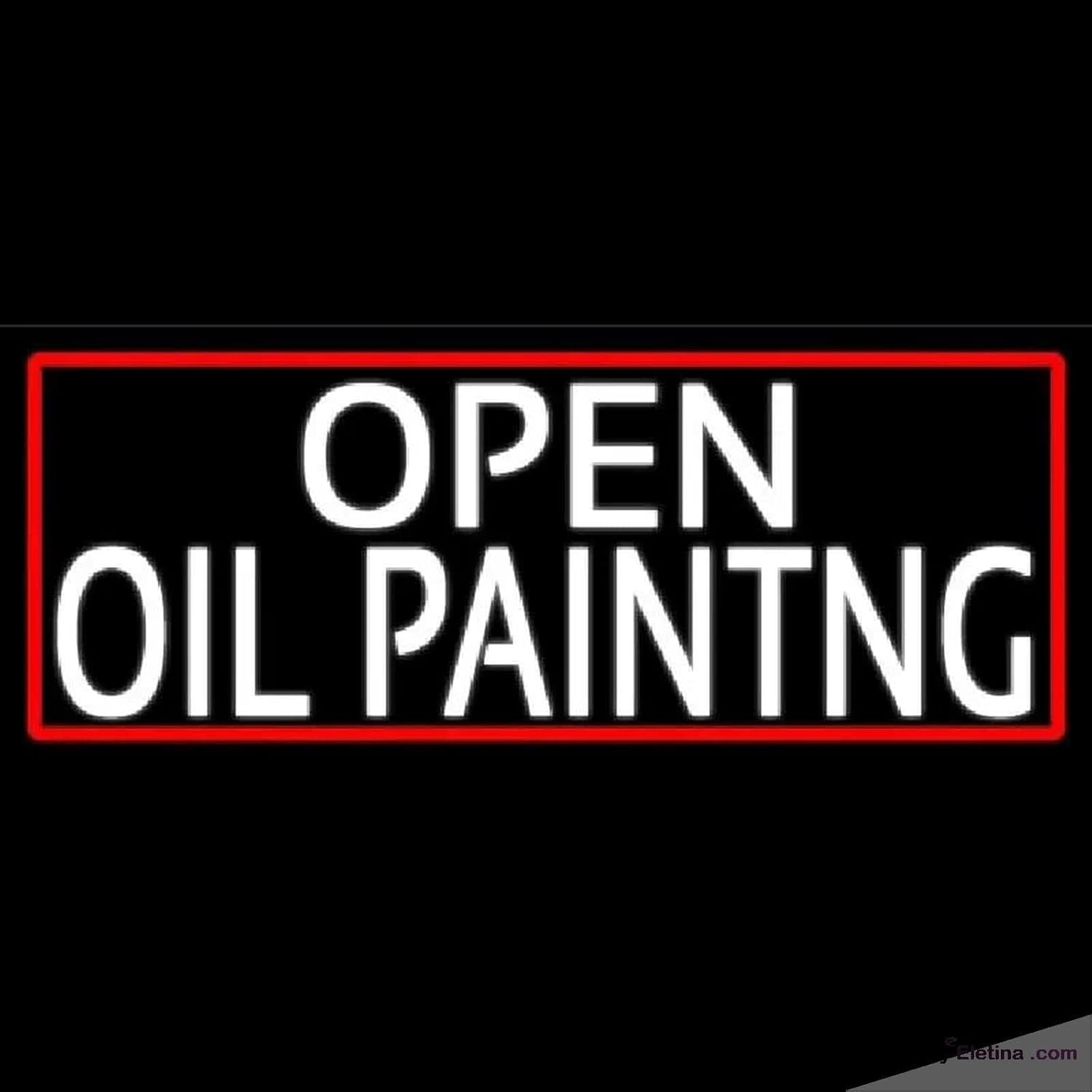 Neon Signs for Wall Decor White Open Oil Painting With Red Border ...
