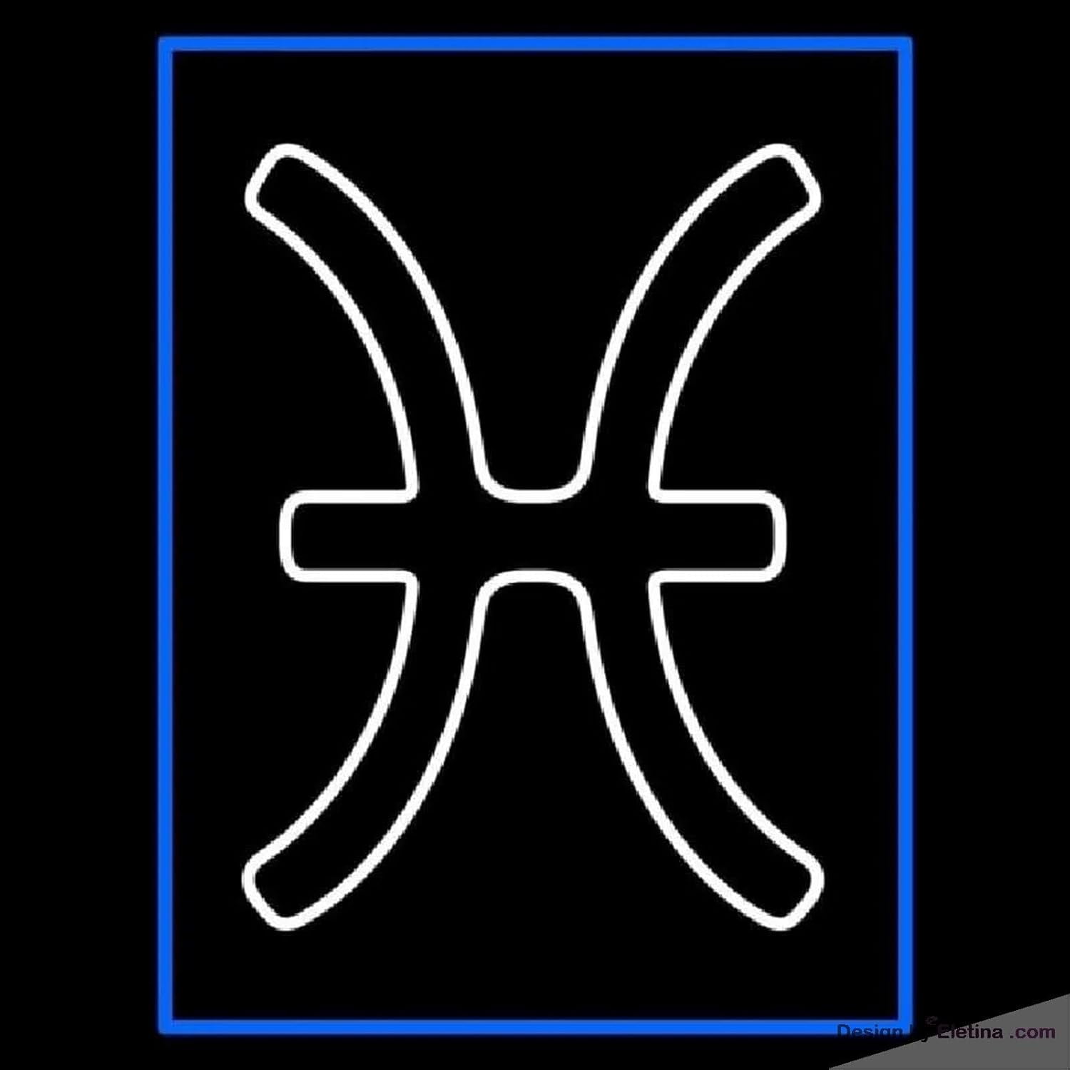 Neon Signs for Wall Decor White Pisces Blue Border Handmade Art Sign ...