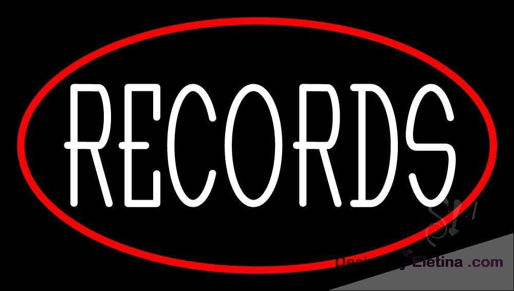 Neon Signs for Wall Decor White Records Red Border Sign Neon Led Tubing ...