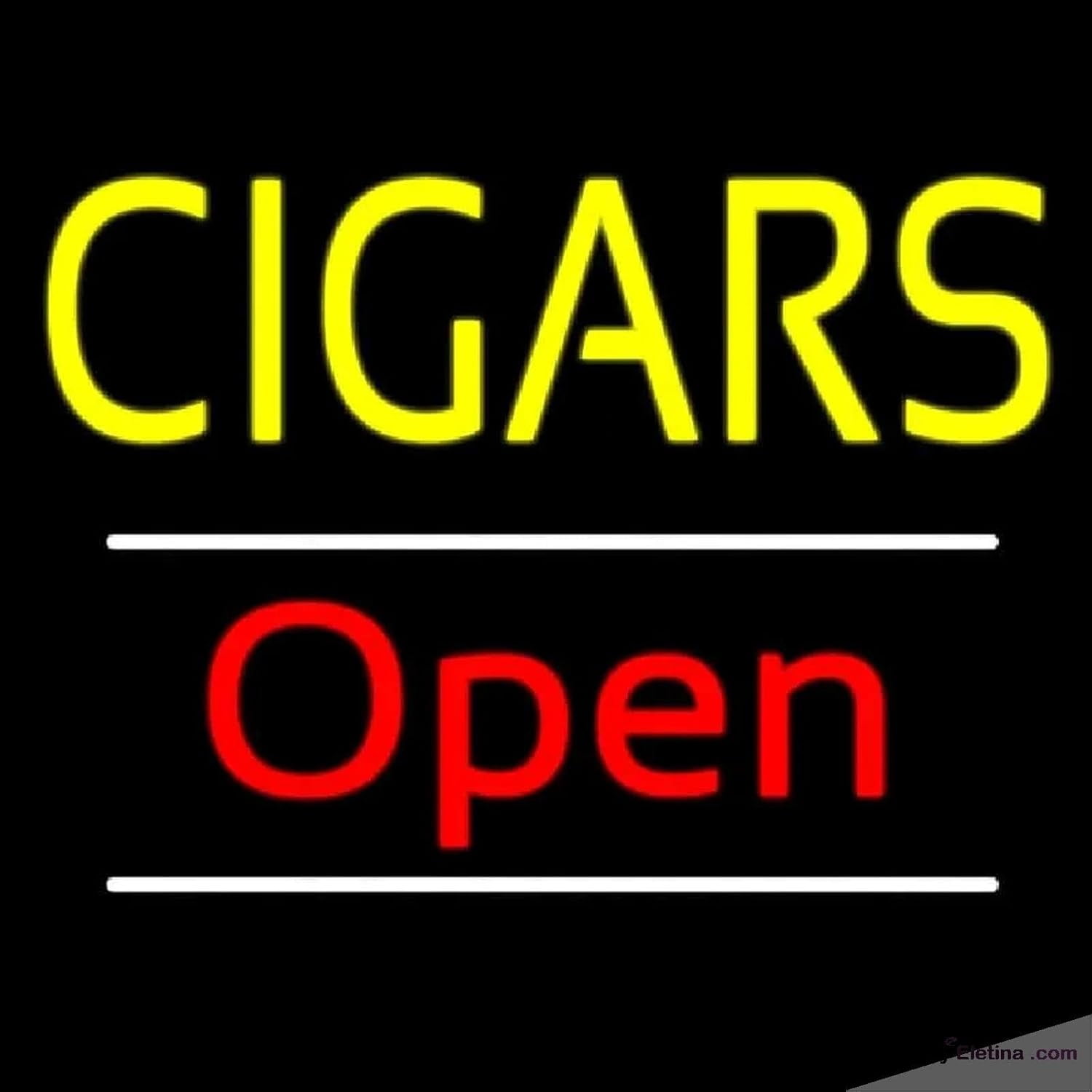 Neon Signs for Wall Decor Yellow Cigars Open White Line Handmade Art ...