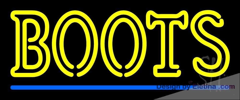 Neon Signs for Wall Decor Yellow Double Stroke Boots Sign Neon Led ...