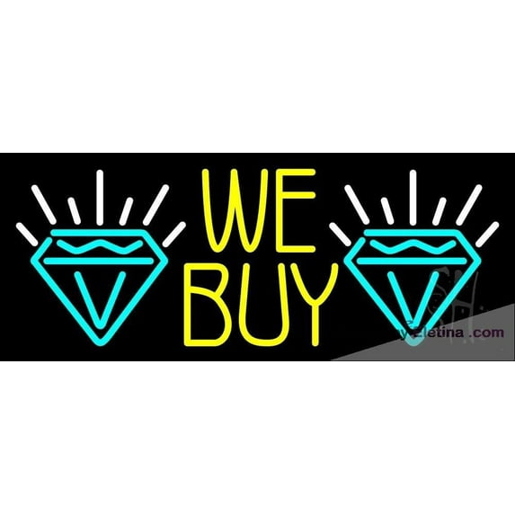 Neon Signs for Wall Decor Yellow We Buy Turquoise Diamond Logo Sign ...