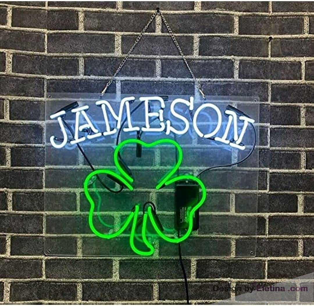 Neon Signs for Wall Decor in Jamesons Whiskey Clover Shamrock Sign ...