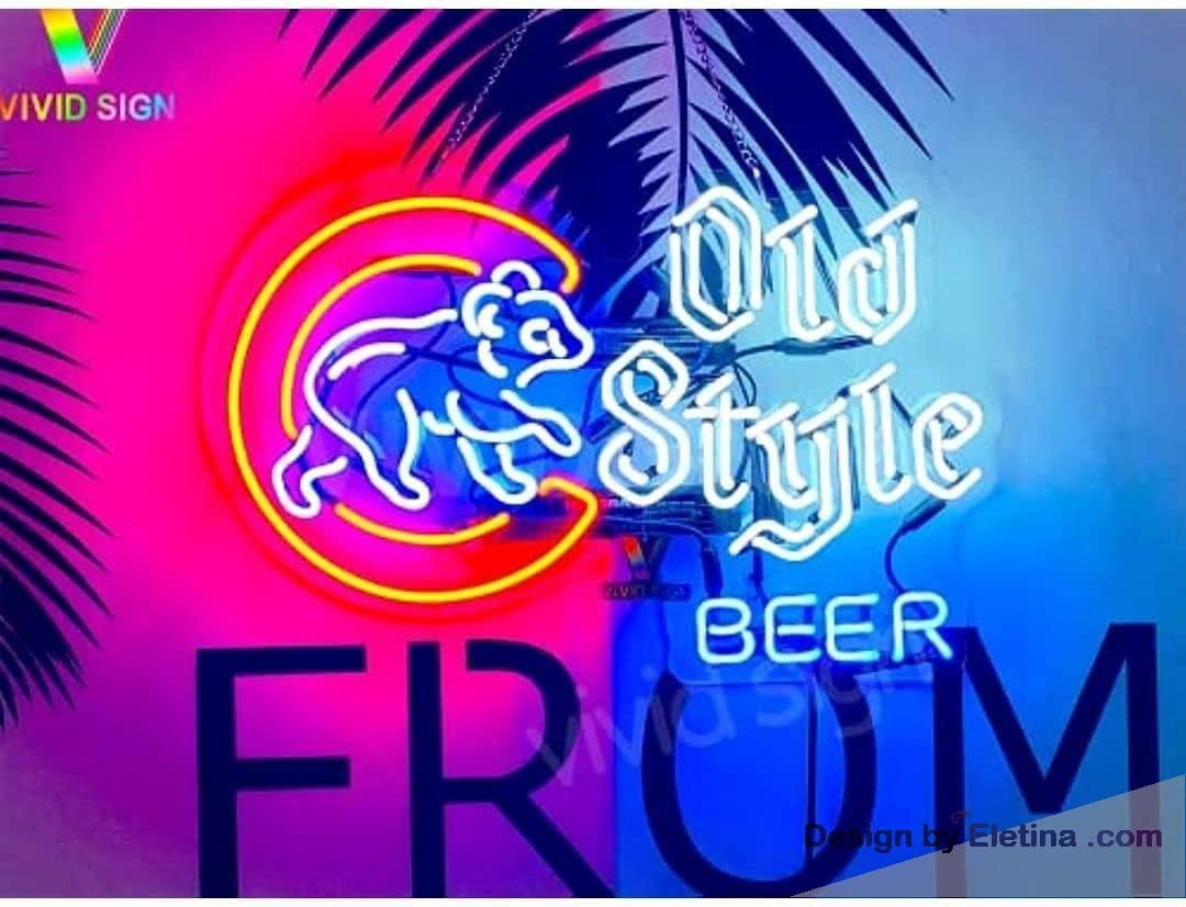 Neon Signs for Wall Decor in Old Style Cub Walking Bear Sign Acrylic ...