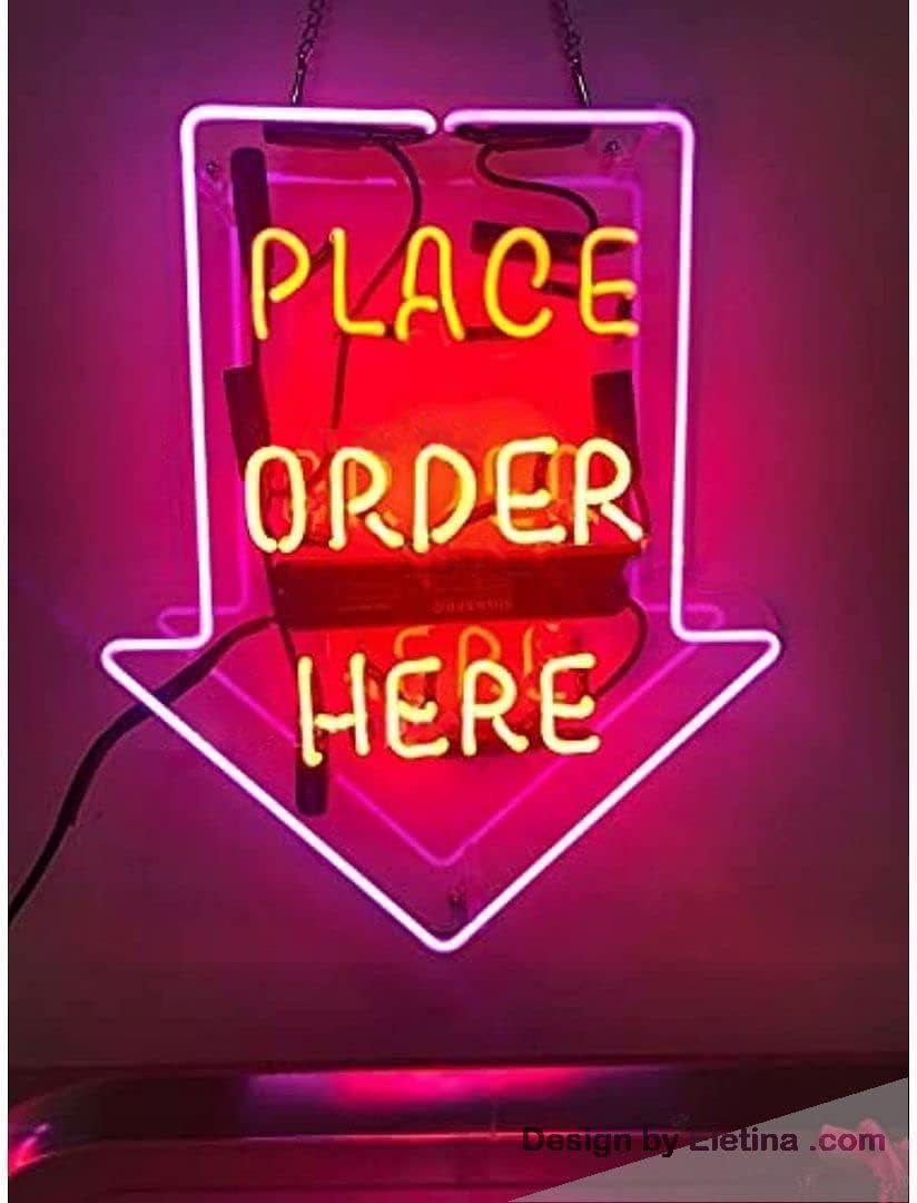 Neon Signs for Wall Decor in Place Order Here Arrow Sign Acrylic Gift ...