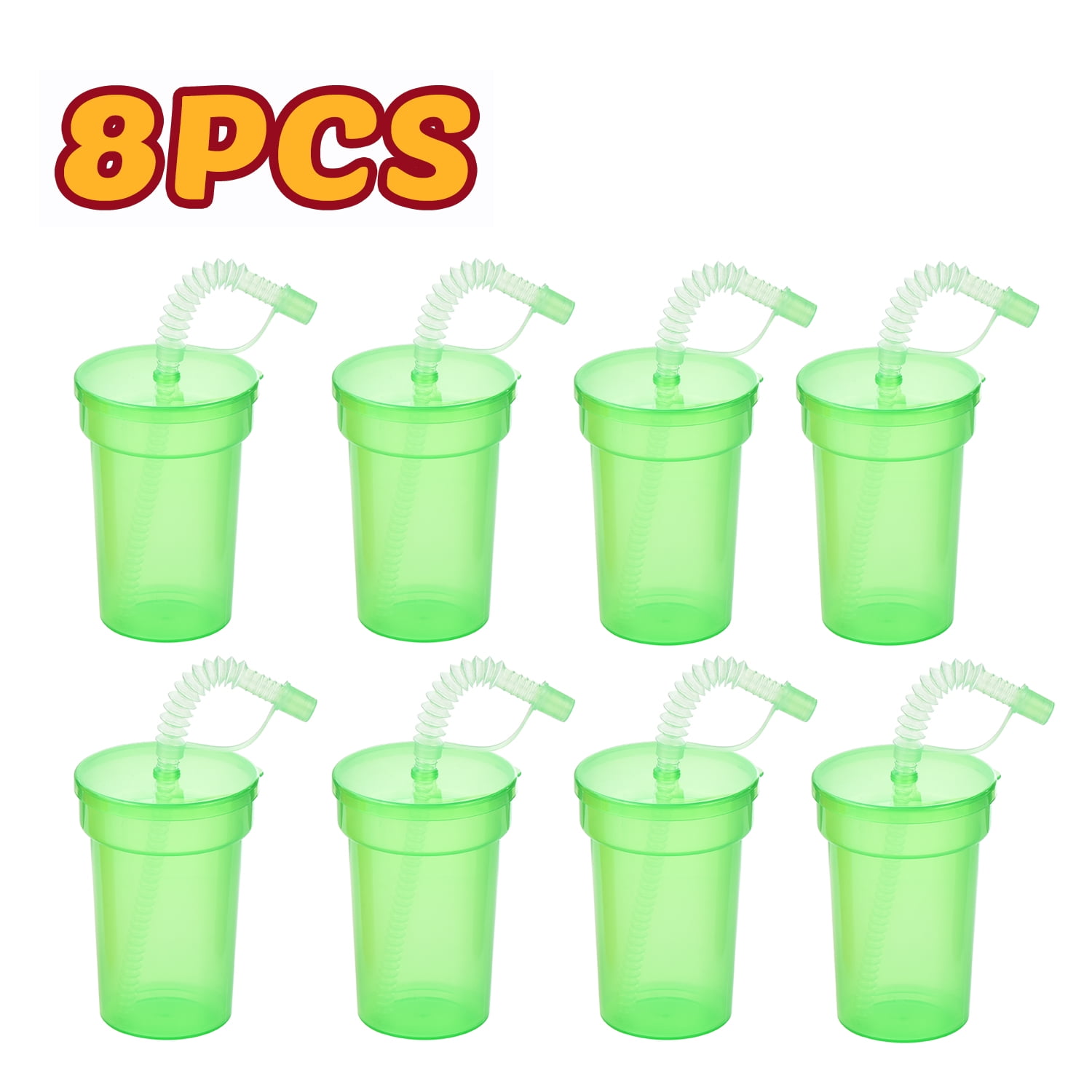 Neon Sipper Cups - Colorful, Spill-Proof Cups with Lids and Straws ...