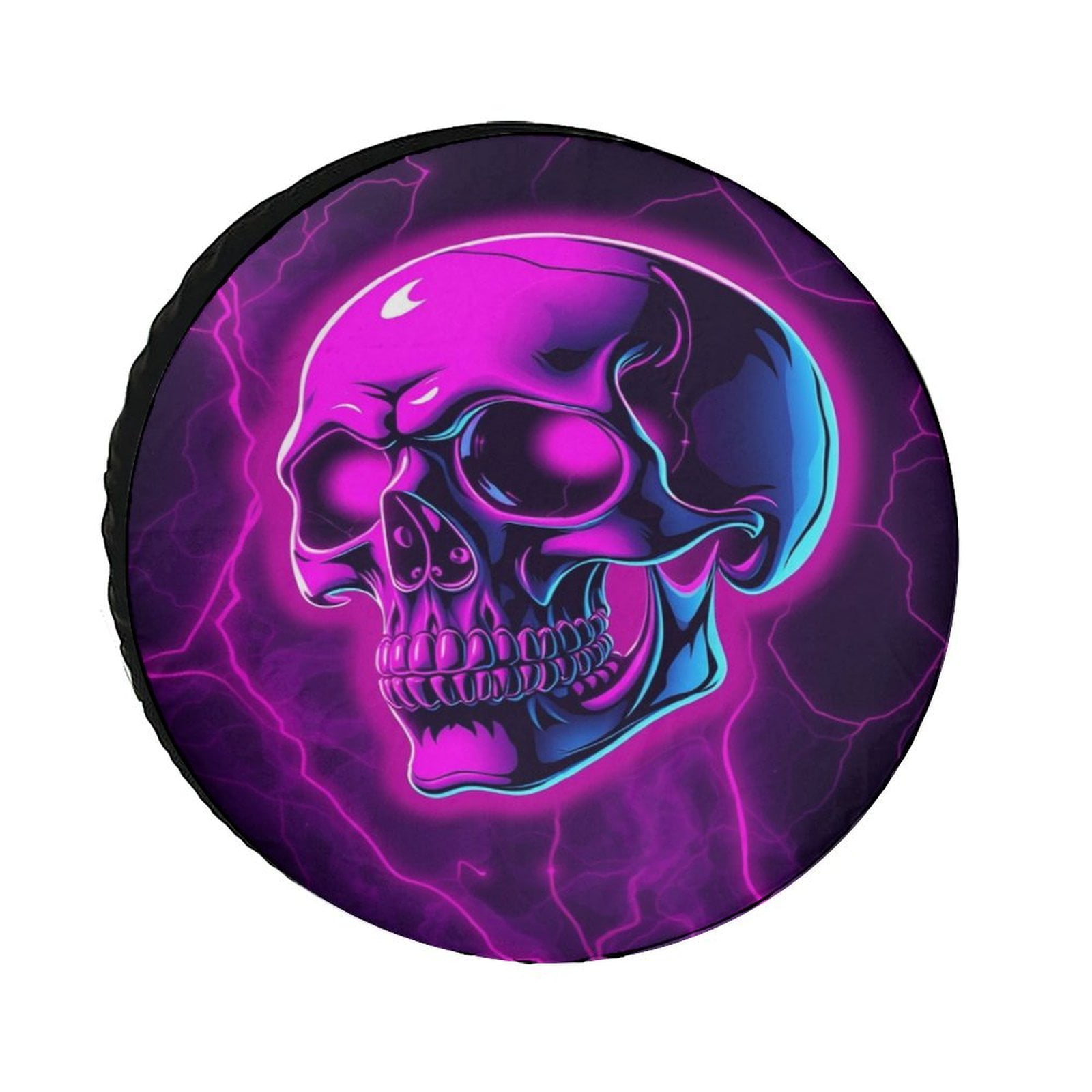 Neon Skull Lightning Background Art Spare Tire Cover Weatherproof Wheel ...