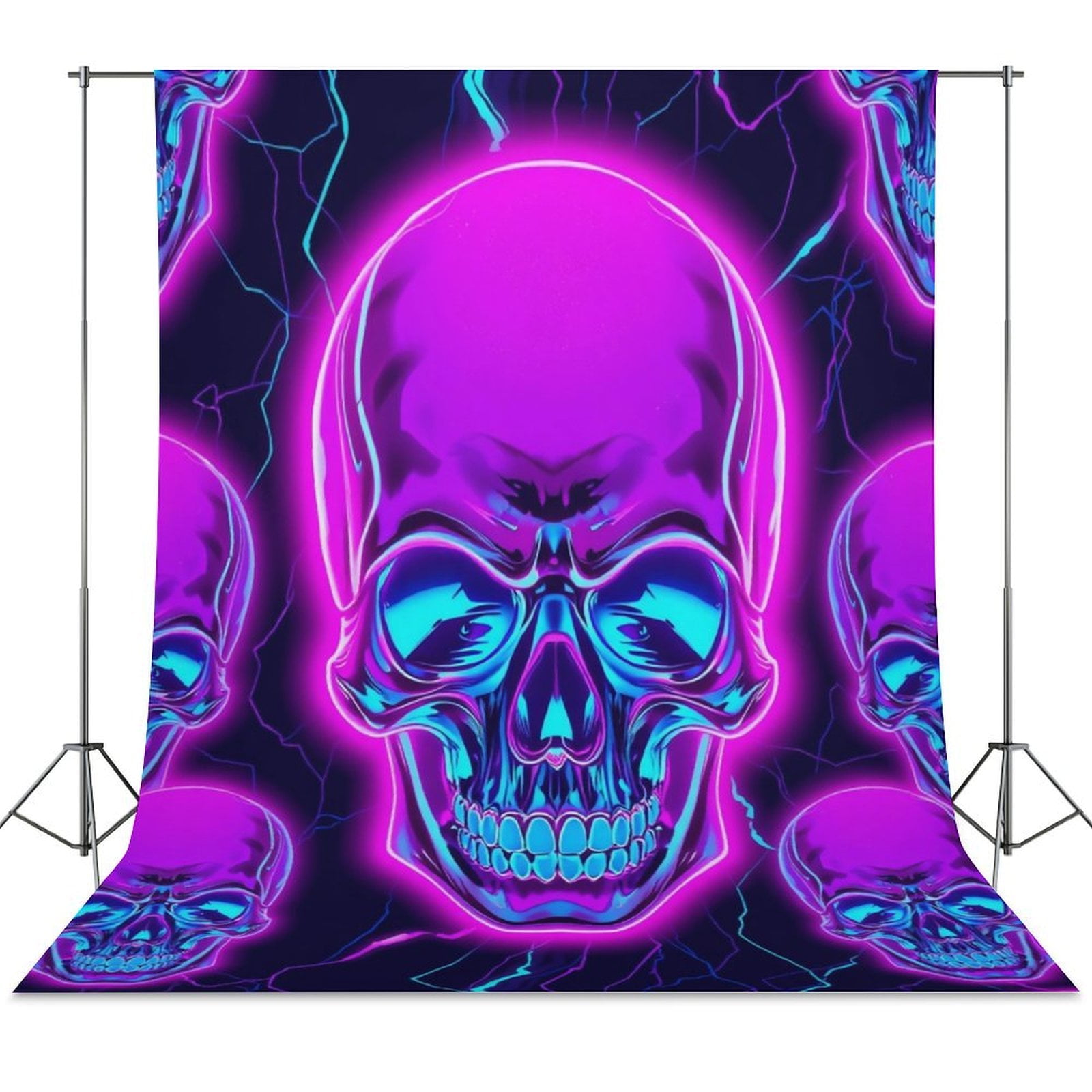Neon Skulls Electric Pattern Art Backdrop Baby Shower Newborn Portrait ...