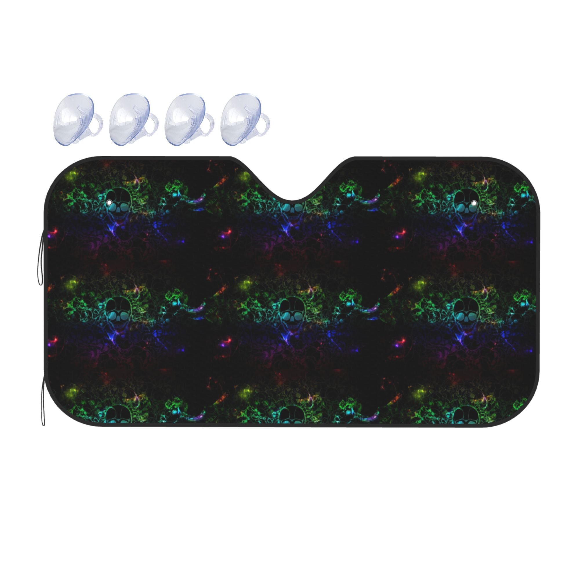 Neon Skulls Face 1-Piece Car Front Window Sunshade-Foldable for Most ...