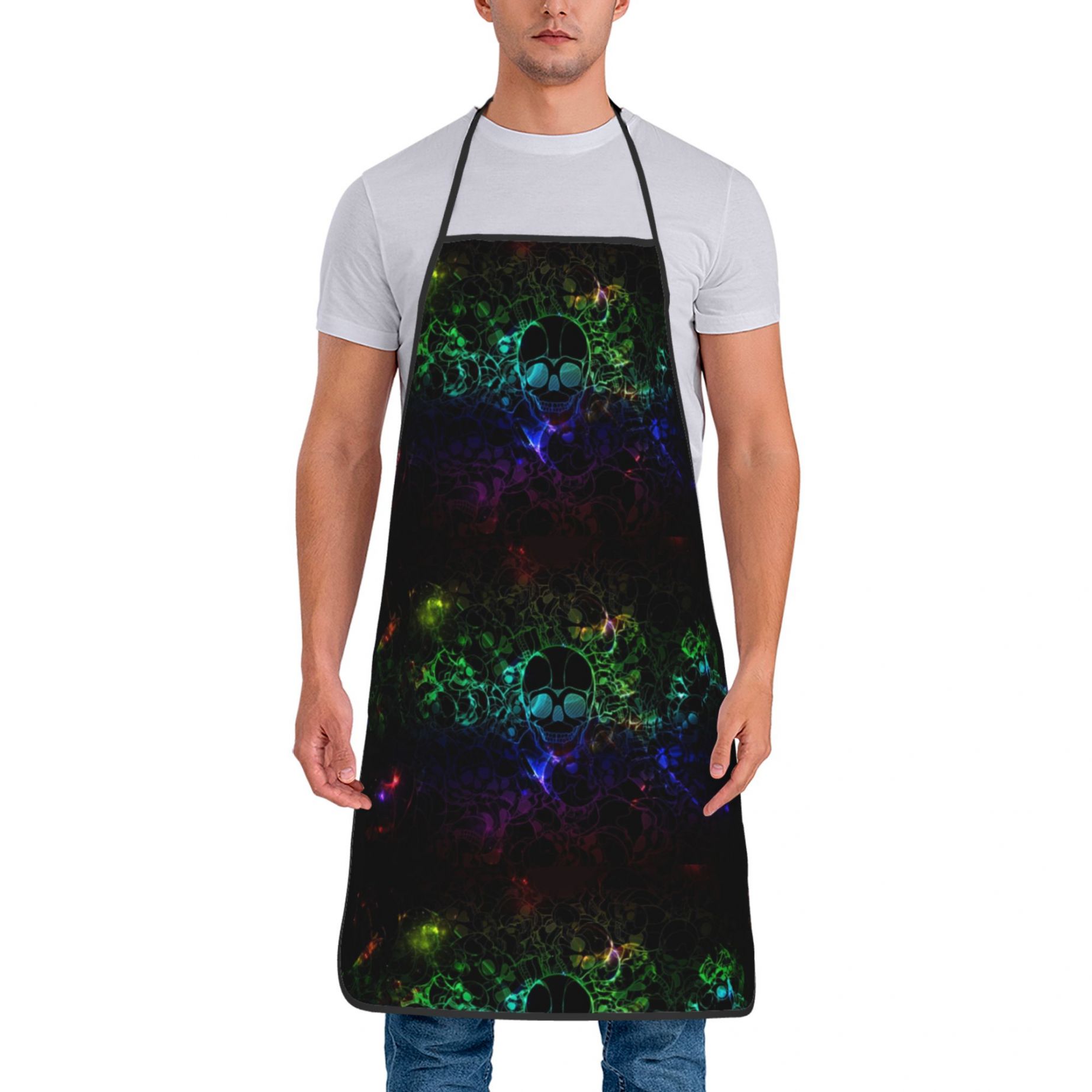 Neon Skulls Face Aprons for Women Men Waterproof Apron Kitchen Chef ...