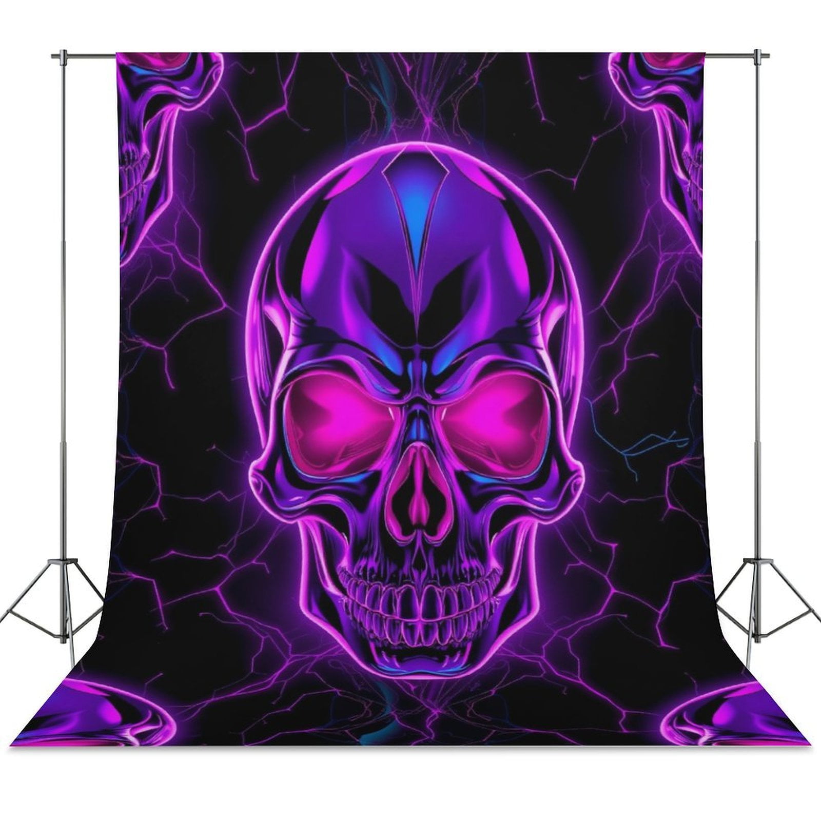 Neon Skulls Glowing Darkness Party Backdrop Birthday Decoration ...