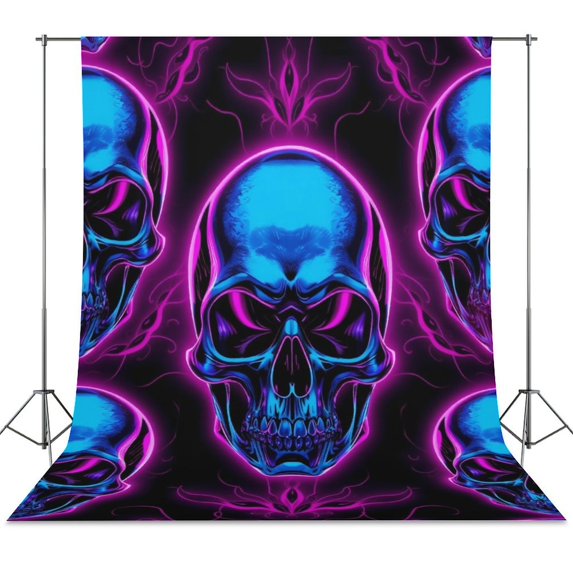 Neon Skulls Glowing Pattern Repeat Photography Backdrops Adult ...
