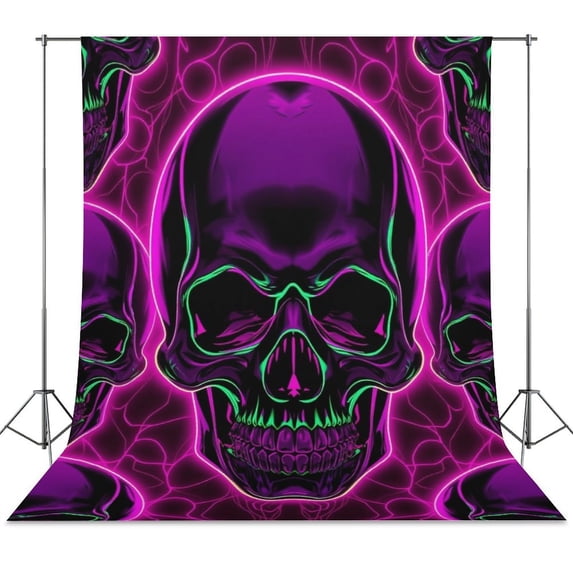 Neon Skulls Purple Vibrant Glow Decorations BackdropPortrait ...