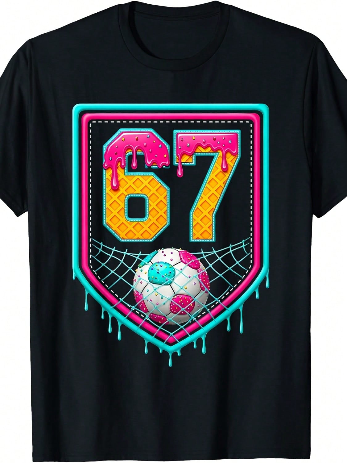 Neon Soccer Drip Number 67 Unisex Graphic Short Sleeve T-Shirt ...