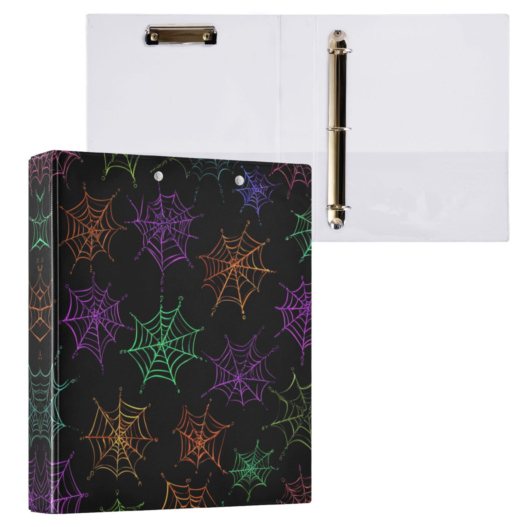 Neon Spider Webs 3 Ring Hardcover Binders 1.5in Round Rings for Letter ...