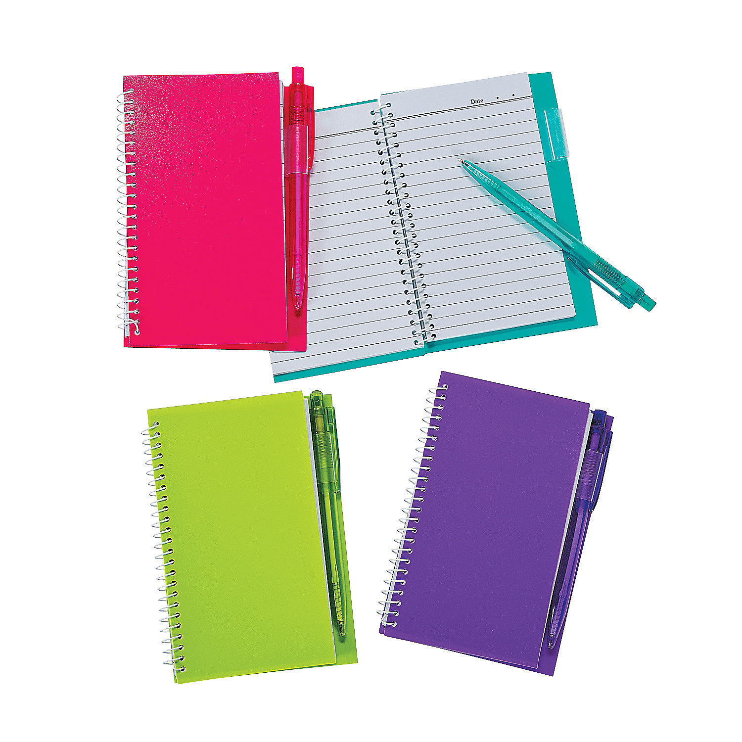Neon Spiral Notebook and Pen Set - Party Favors - 12 Pieces - Walmart.com