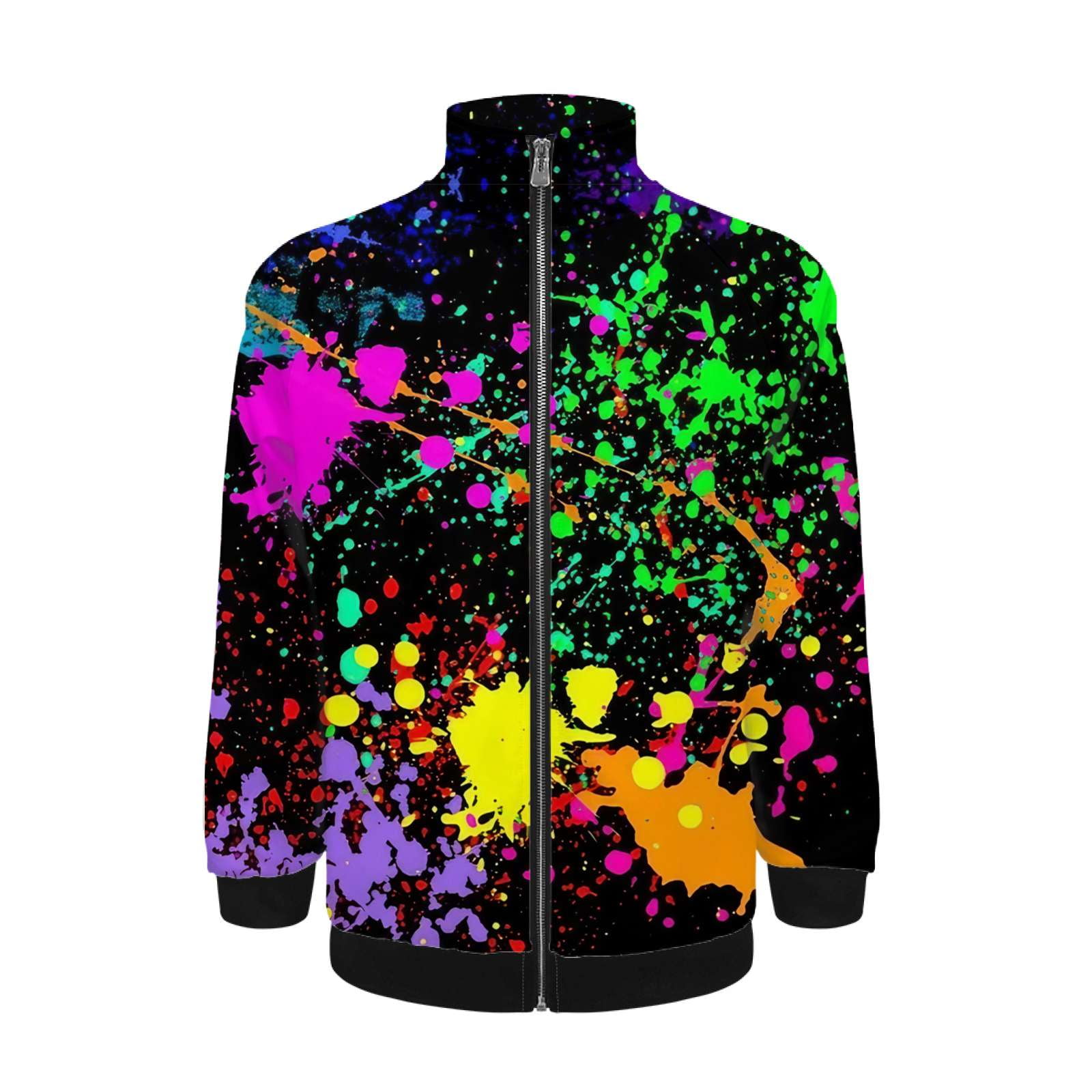 Neon Splatter Paint Jacket Men's Street Cool Long Sleeves Coat ...