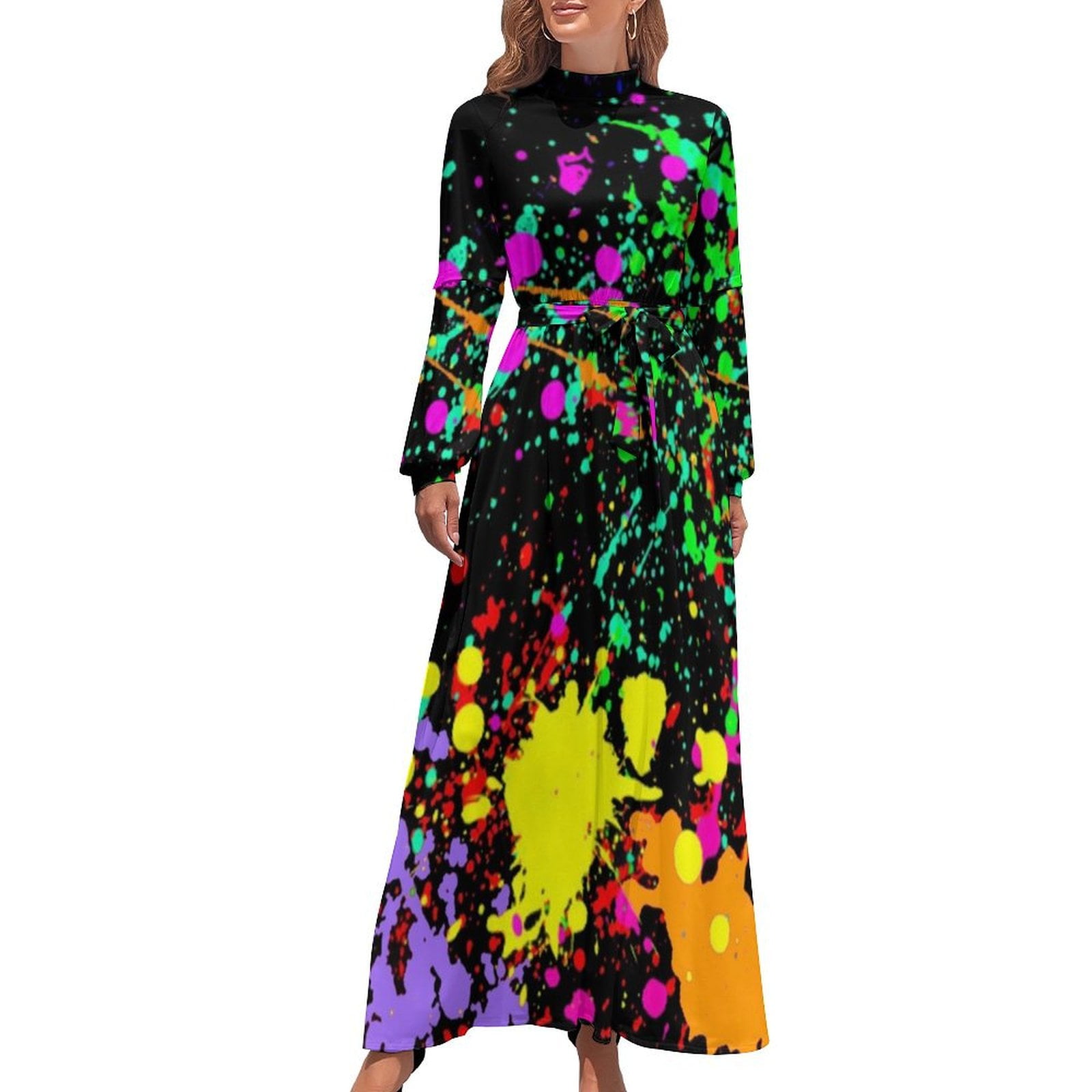 Neon Splatter Paint Long Dress dress for women dresses for women 2024 ...