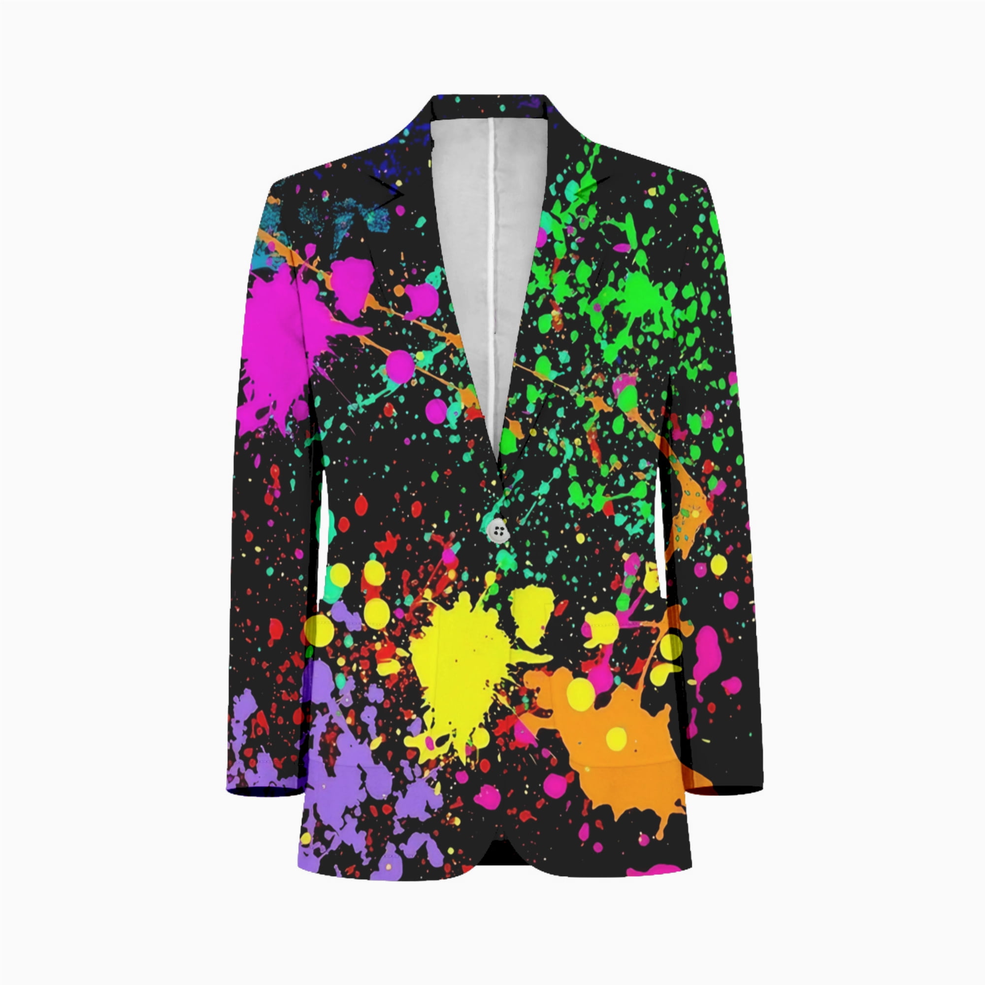 Neon Splatter Paint Mens Suits Shawl Collar Slim Fit Suit Mens Groom ...