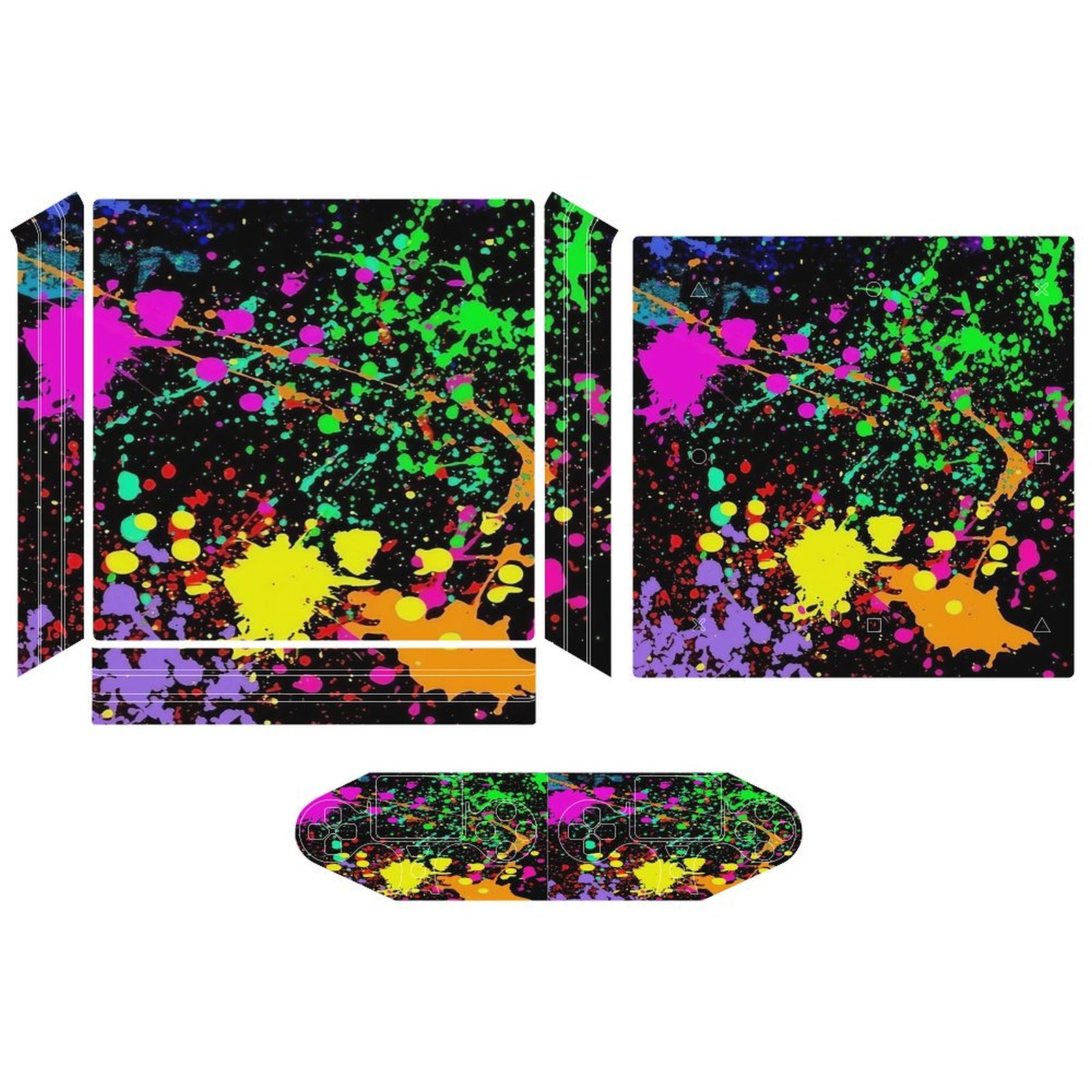Neon Splatter Paint PS4/PS4 Pro/PS4 Slim Skin Sticker For Console And ...