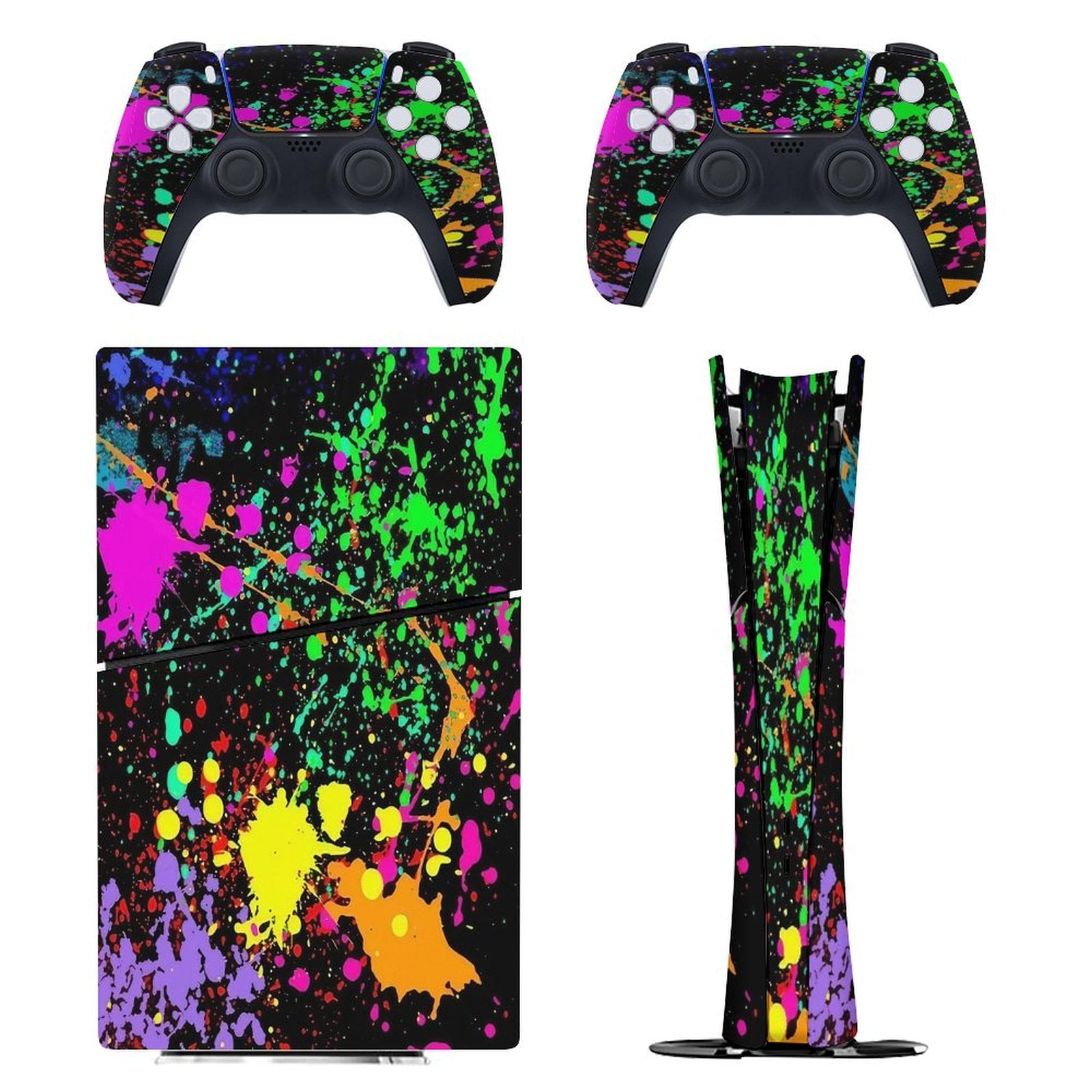 Neon Splatter Paint PS5/PS5 Pro/PS5 Slim Digital Disc Skin Sticker For ...