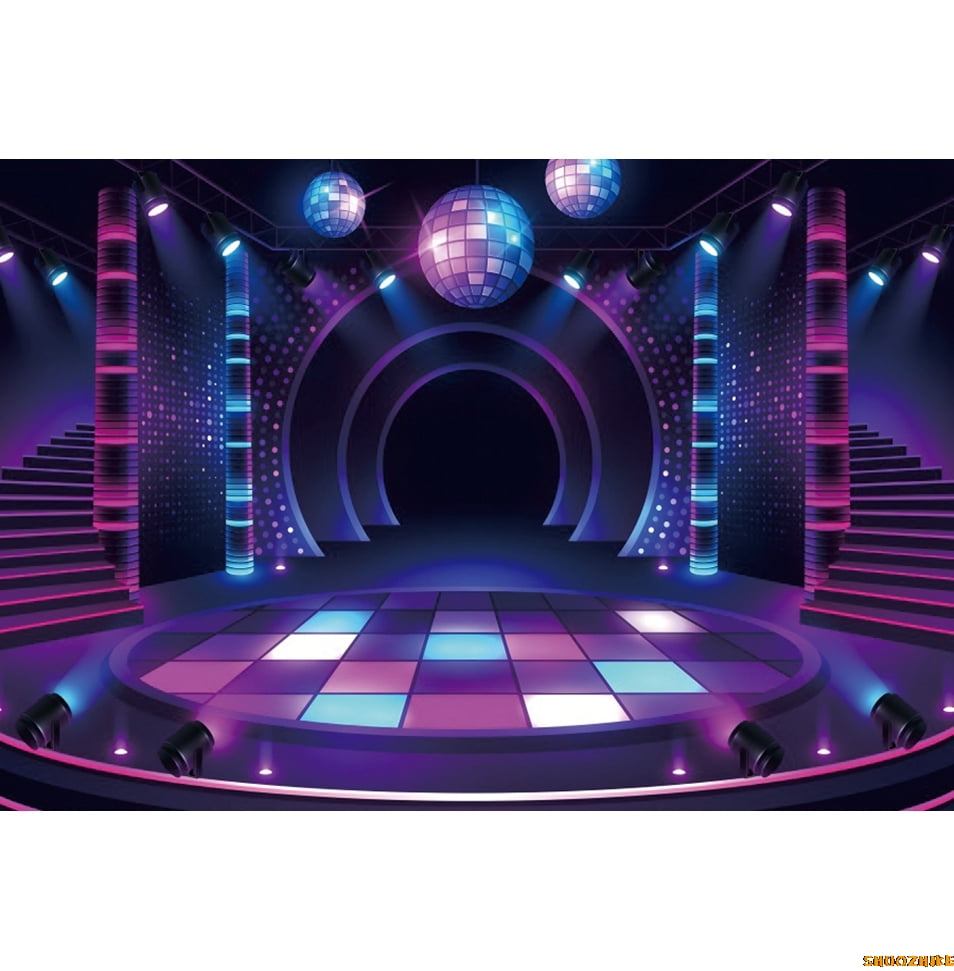 Neon Stage Backdrop Music Ball Light Rays 80s 90s Disco Hip Hop Party ...