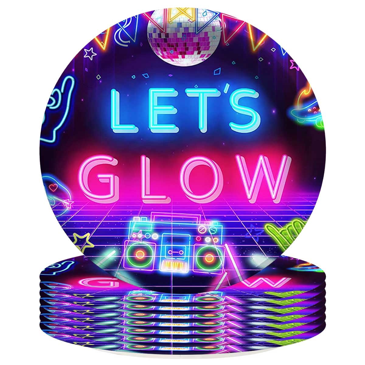 Neon Star Crazy 2nd Plates Party Supplies Birthday Decorations ...
