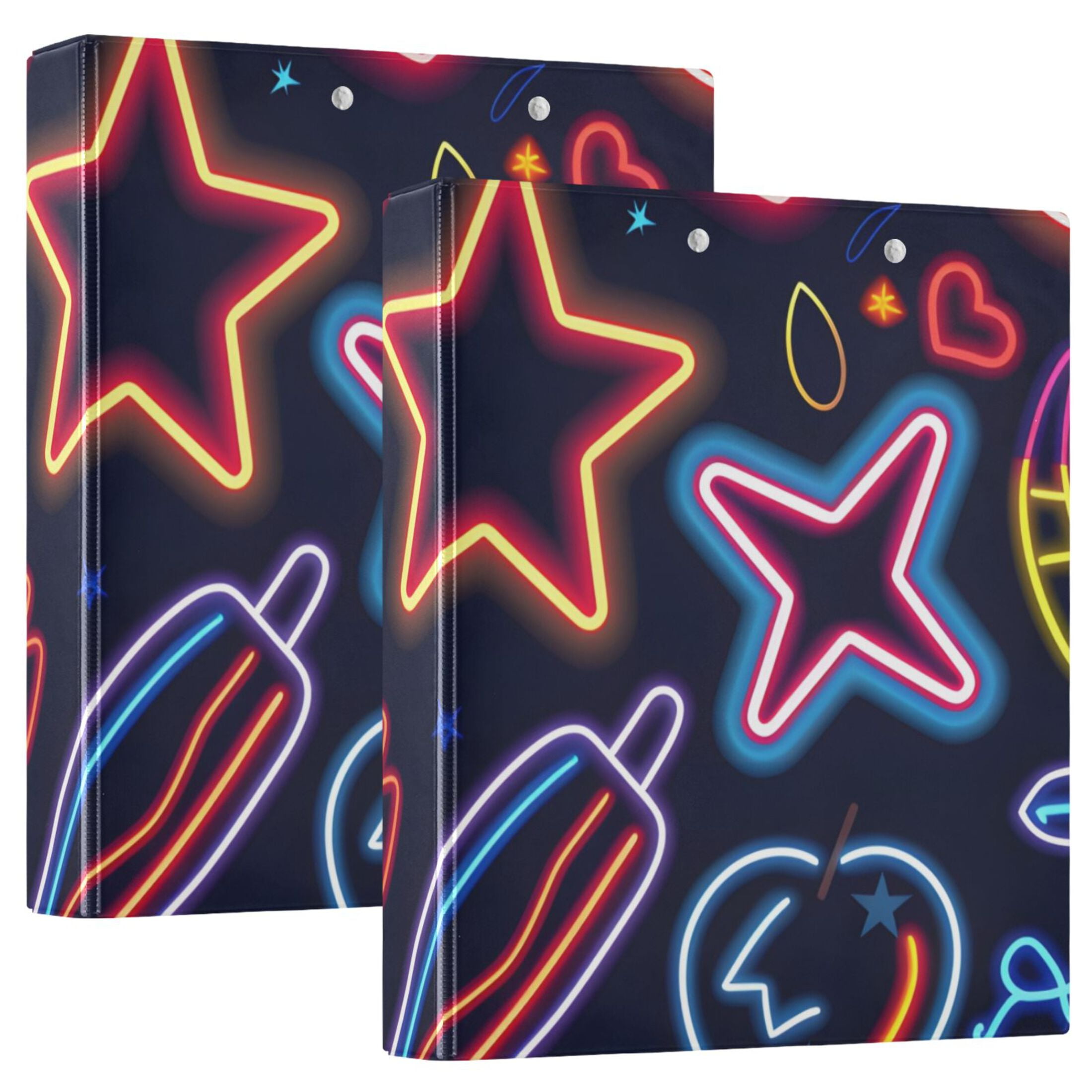 Neon Star Pepper Strawberry Apple 3 Ring Hardcover Binders 1.5" Round ...