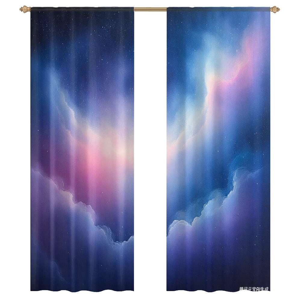Neon Starry Sky Tulle Curtains For Living Room Chiffon Sheer Voile ...
