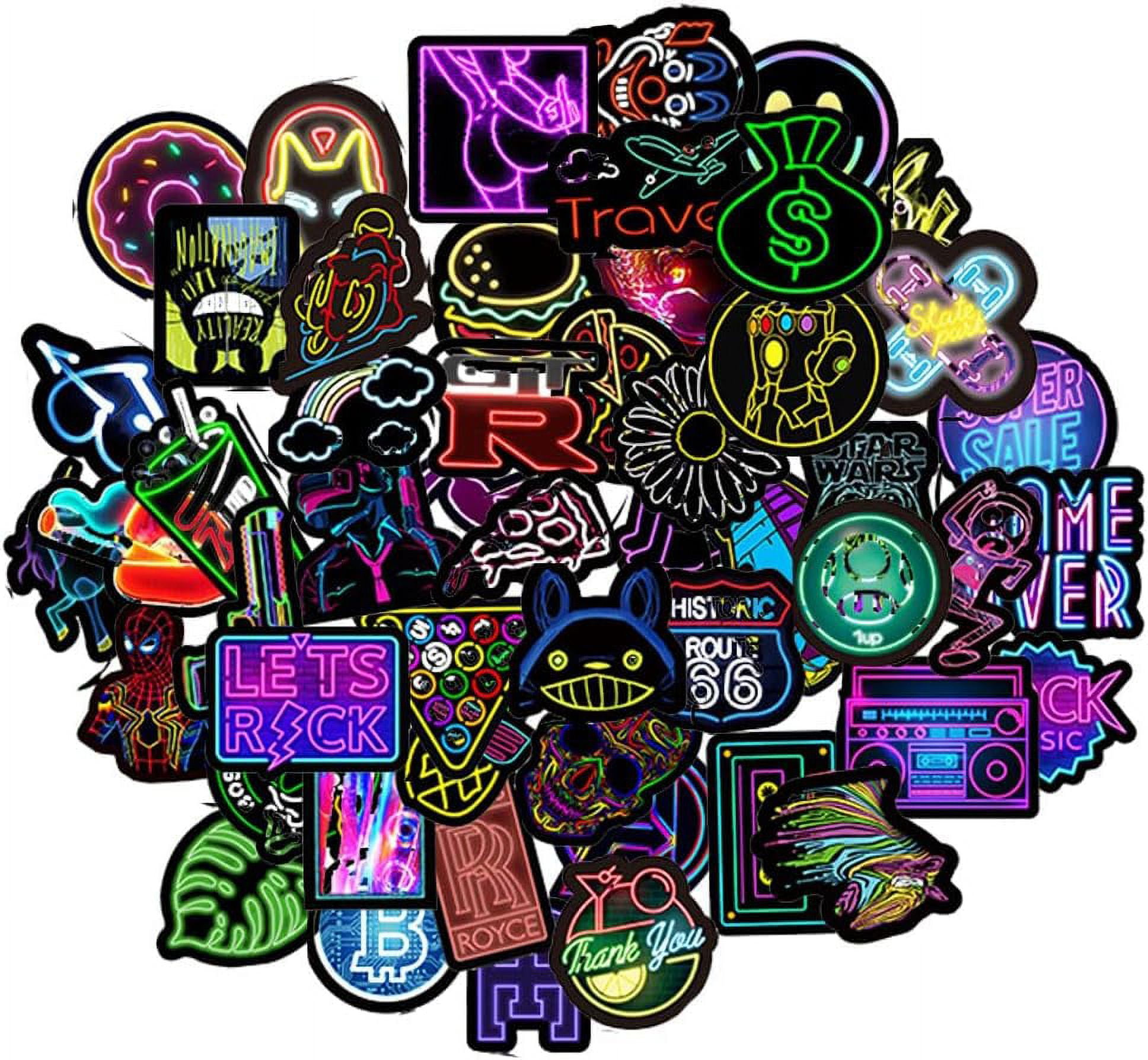 Neon Stickers Pack, 50 Pcs Cool Graffiti Stickers, Personalised Vinyl ...