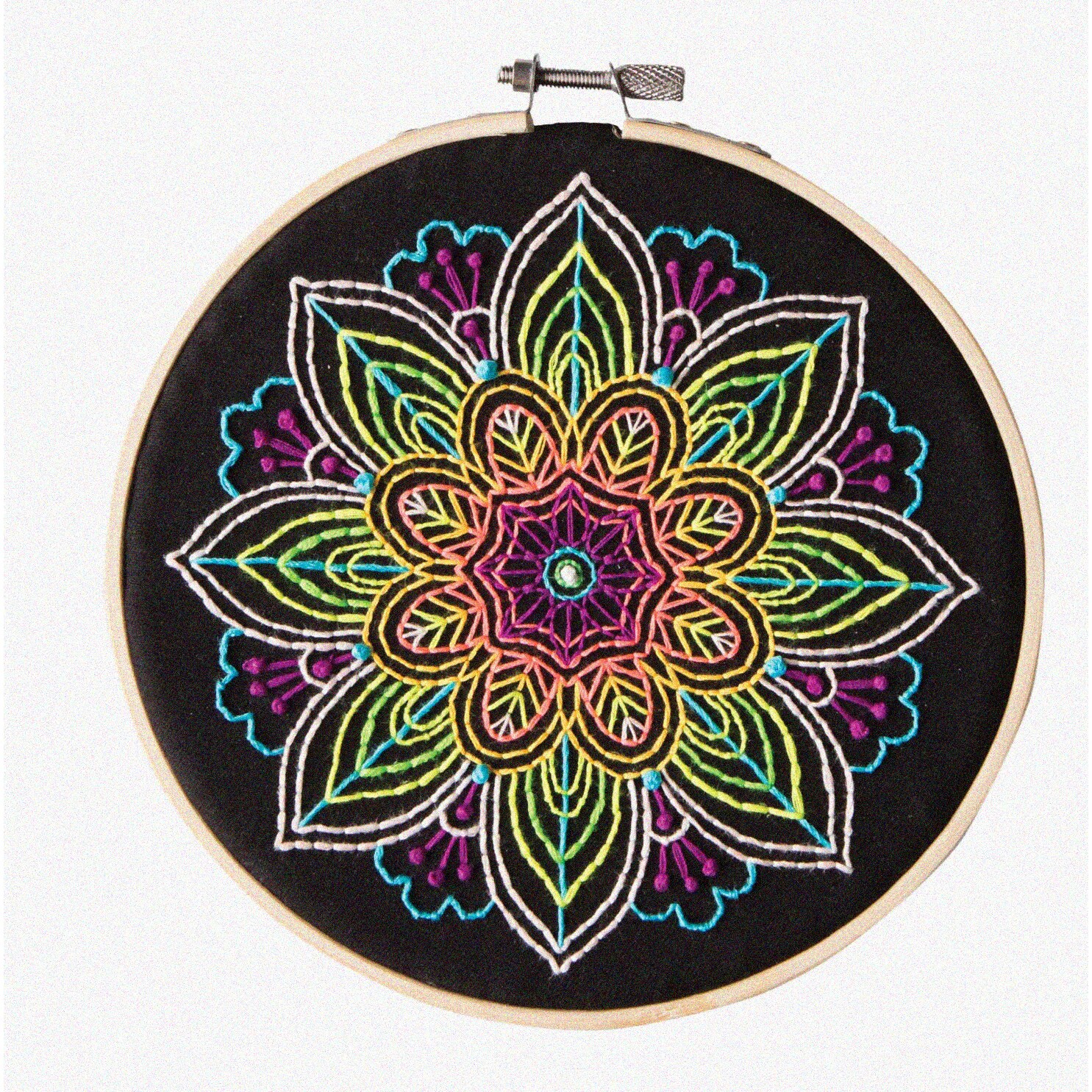 Neon Stitchery Set - Beginner & Adult Embroidery Kit with Cross Stitch ...