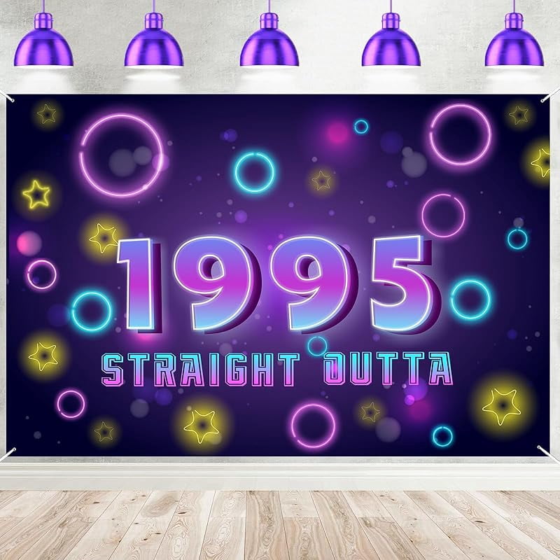 Neon Straight Outta 1985 Birthday Banner Backdrop Let Glow Party Neon ...