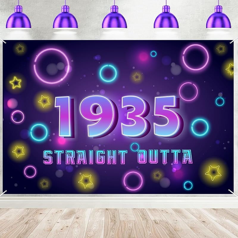 Neon Straight Outta 1985 Birthday Banner Backdrop Let Glow Party Neon ...