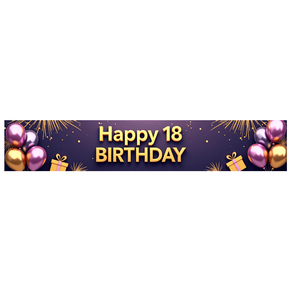 Neon Style Happy 18 Birthday Banner Background Party Supplies Backdrop ...