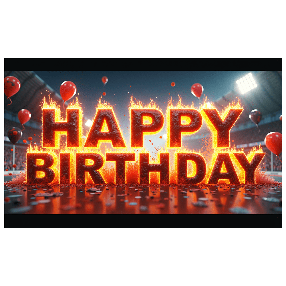 Neon Style Happy Birthday Backdrop Banner with Racing Track Elements ...