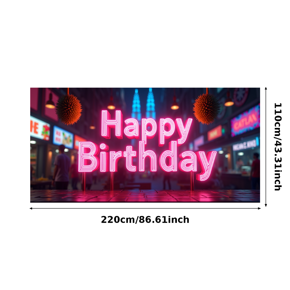 Neon Style Happy Birthday Banner Party Background Decors Photography ...