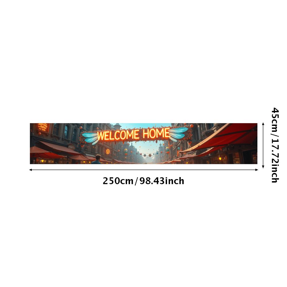 Neon Style Welcome Home Banner Heart Shaped Elements Backdrop Party ...
