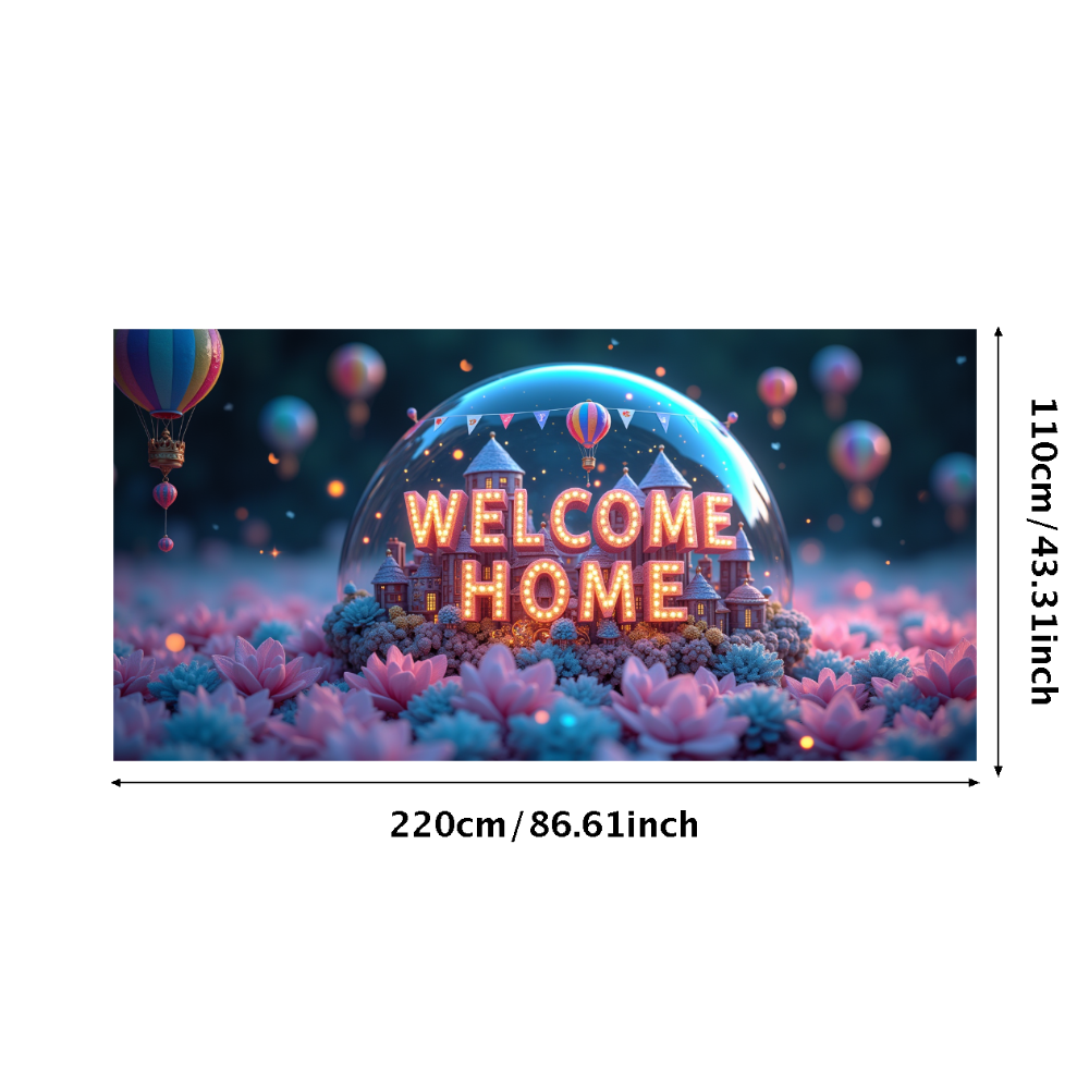 Neon Style Welcome Home Banner Heart Shaped Elements Backdrop Party ...