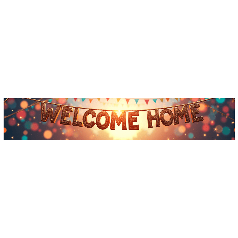 Neon Style Welcome Home Banner Heart Shaped Elements Backdrop Party ...