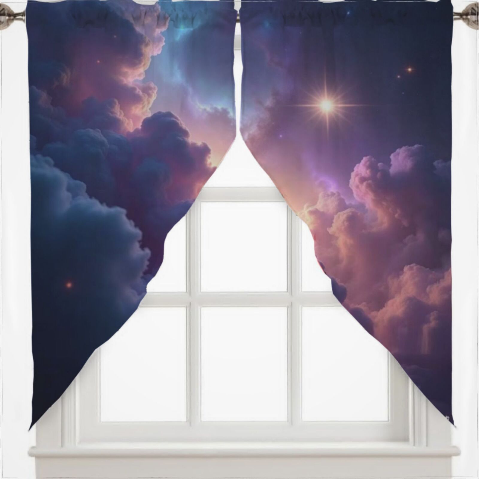 Neon Summer Sky Swag Valances For Windows 2 Pack For Kitchen Living ...