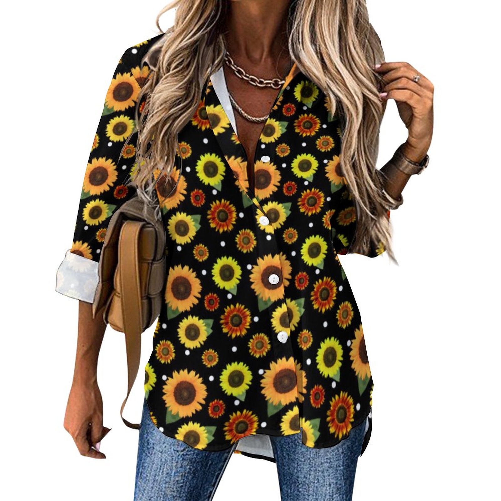 Neon Sunflower Loose Blouse Bold Modern Art Street Wear Oversize ...