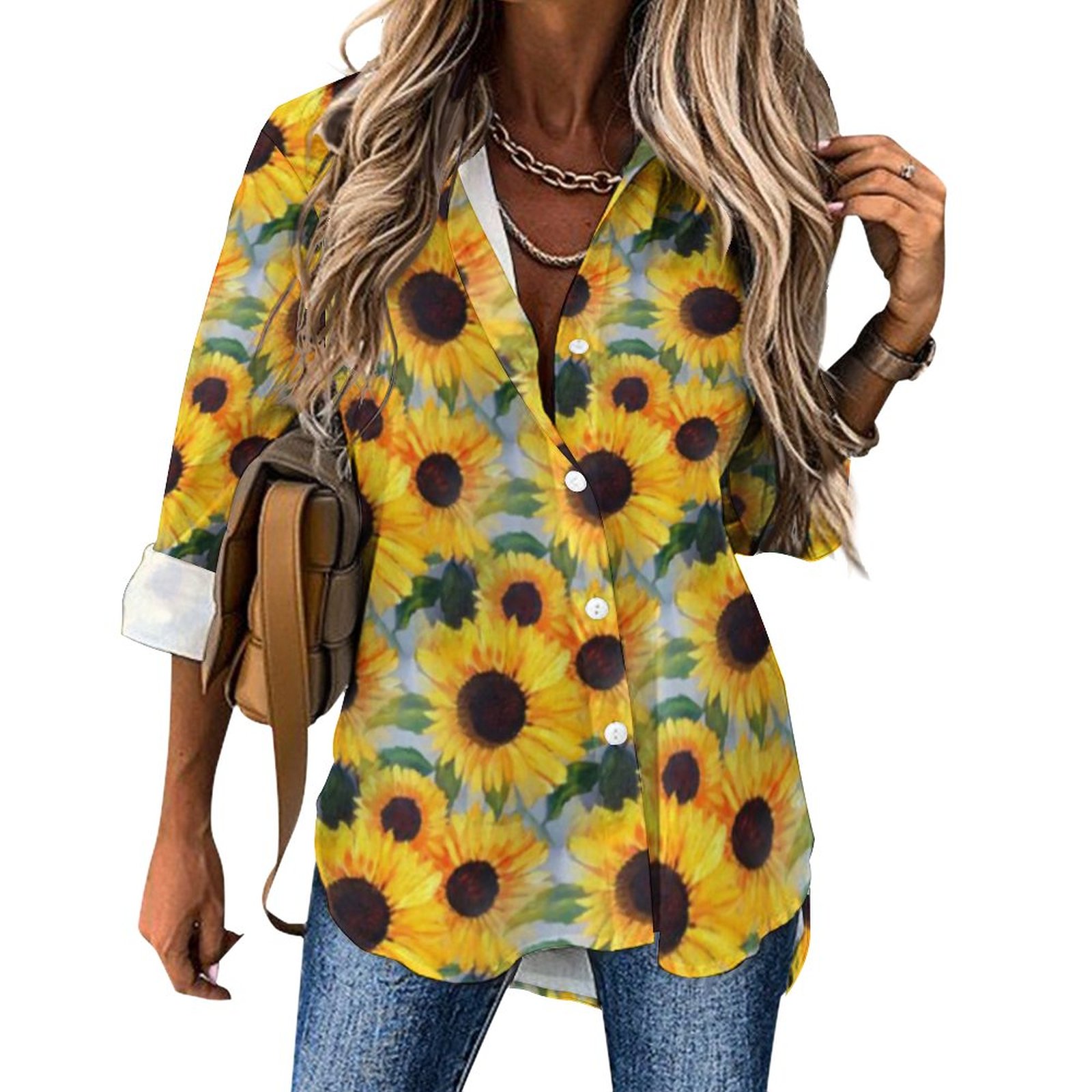 Neon Sunflower Loose Blouse Bold Modern Art Street Wear Oversize ...